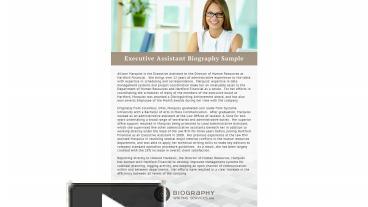 Executive Assistant Biography Sample presentation | free to download