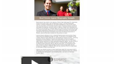 Real Estate Agent Biography Sample presentation | free to download