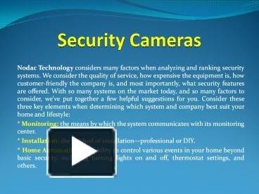 PPT – Security Cameras PowerPoint presentation | free to download - id ...