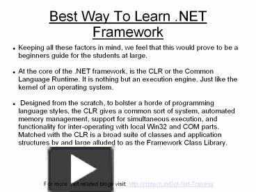 PPT – Best Way To Learn .NET Framework PowerPoint presentation | free ...