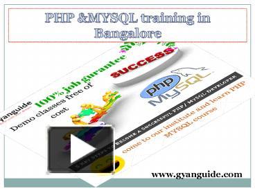 PPT – PHP Mysql Training Btm Layout Bangalore PowerPoint presentation ...