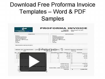 PPT – Download Free Performa Invoice Templates PowerPoint presentation ...