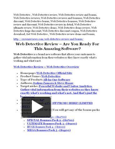 WebDetective Detail Review and WebDetective $22,700 Bonus presentation ...