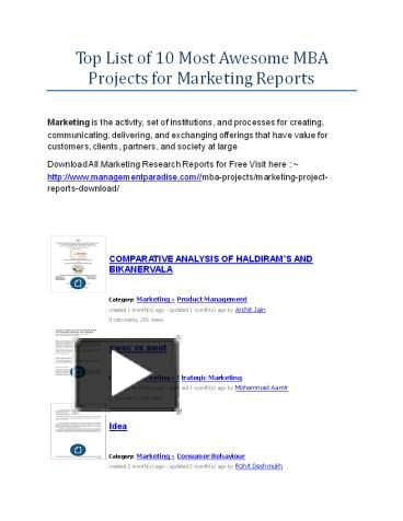 PPT – Top List of 10 Most Awesome MBA Projects for Marketing Reports ...