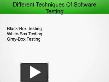 PPT – Software Testing Techniques PowerPoint presentation | free to ...