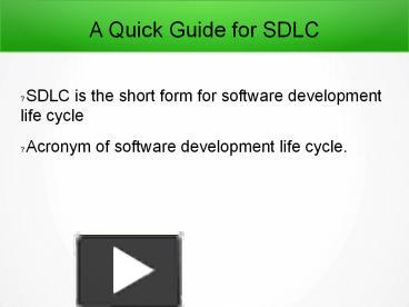 PPT – A Quick Guide for Basics Of SDLC PowerPoint presentation | free ...