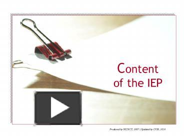 PPT – Content of the IEP PowerPoint presentation | free to download ...
