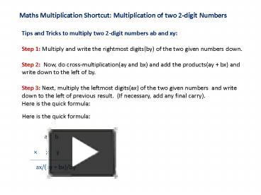 PPT – Maths multiplication shortcut to multiply two any 2-digit numbers ...