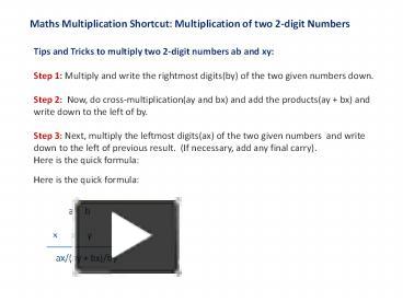 PPT – Maths multiplication shortcut to multiply two any 2-digit numbers ...