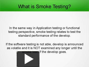 What is Smoke Testing And Its Feature? presentation | free to download
