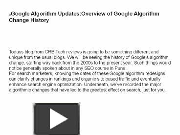 Google Algorithm Updates:Overview of Google Algorithm Change History ...