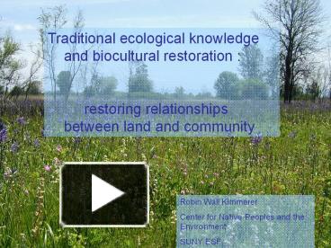 PPT – Traditional ecological knowledge PowerPoint presentation | free ...