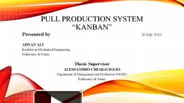 Pull Production System kanban presentation | free to download