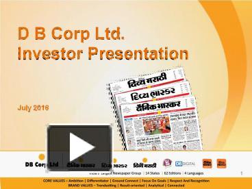 D B Corp Ltd. presentation | free to download