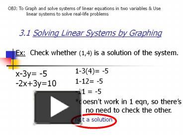 3.1 Solving Linear Systems by Graphing presentation | free to view