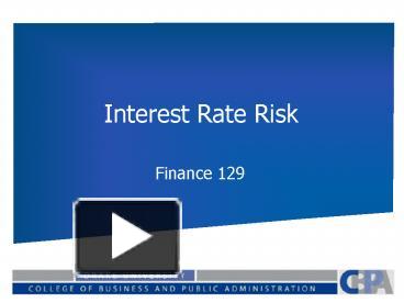 Interest Rate Risk presentation | free to view