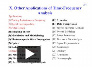 PPT – Time Frequency Analysis and Wavelet Transforms ...