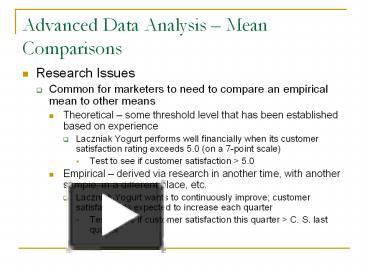 PPT – Advanced Data Analysis PowerPoint presentation | free to view ...