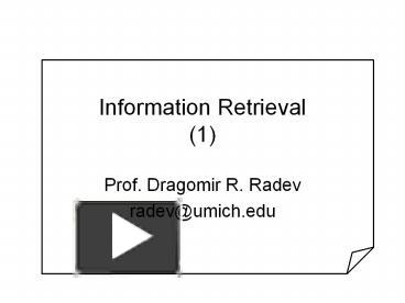 PPT – Information Retrieval (1) PowerPoint presentation | free to view ...
