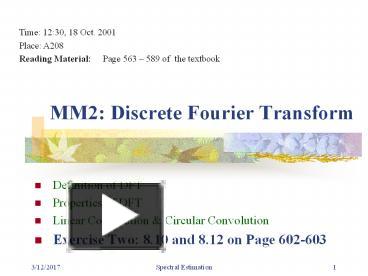 MM2: Discrete Fourier Transform presentation | free to download