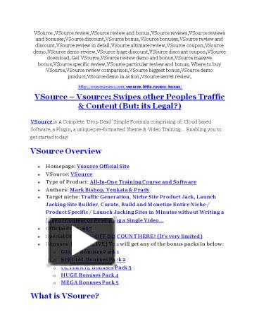 VSource Review - VSource +100 bonus items presentation | free to download