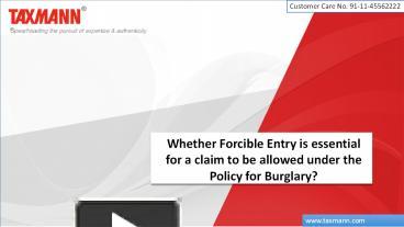 PPT – Whether Forcible Entry is essential for a claim to be allowed ...