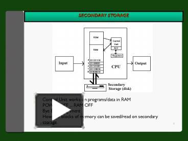 SECONDARY STORAGE presentation | free to view