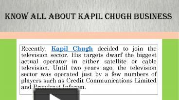 PPT – Know All About Kapil Chugh Telecom Business PowerPoint ...