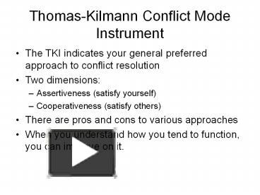Thomas-Kilmann Conflict Mode Instrument presentation | free to download