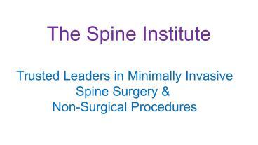PPT – The Spine Institute - Center for Spinal Restoration PowerPoint ...