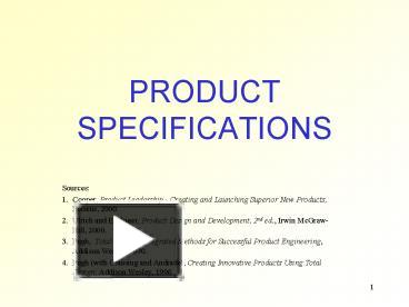 PRODUCT SPECIFICATIONS presentation | free to view