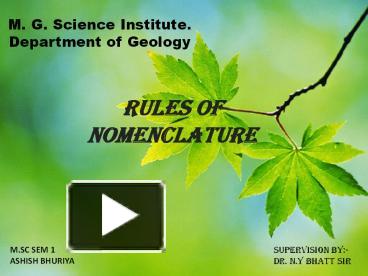 Rules of nomenclature presentation | free to download