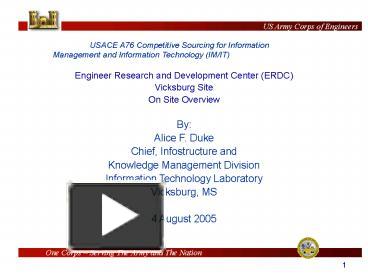 Engineer Research and Development Center ERDC presentation | free to view