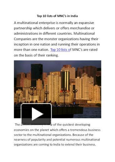 Top 10 lists of MNC’s in India presentation | free to download