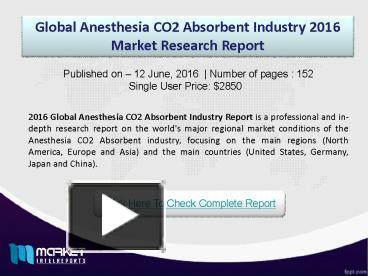 Anesthesia CO2 Absorbent Market Overview | Forecast & Analysis (2016 ...