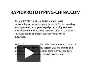 PPT – Rapid Prototyping Services PowerPoint presentation | free to ...