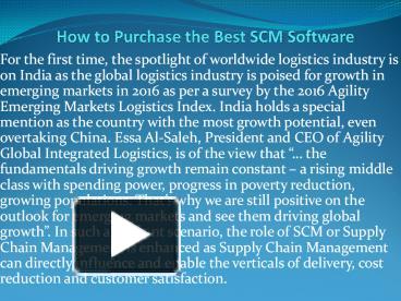 PPT – How to Purchase the Best SCM Software PowerPoint presentation ...