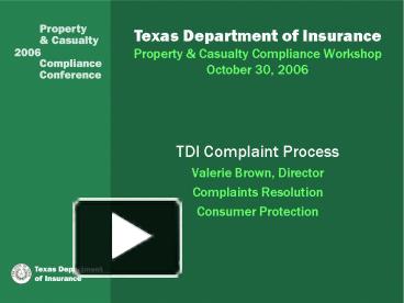 TDI Complaint Process presentation | free to view