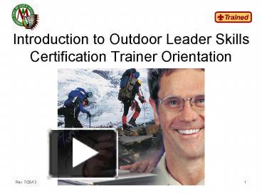 Introduction to Outdoor Leader Skills Certification Trainer Orientation ...