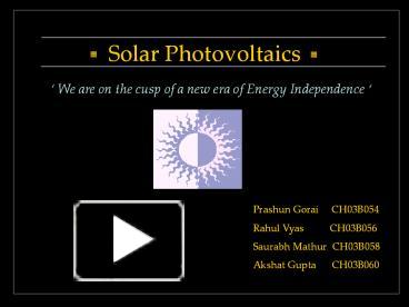 PPT – Solar Photovoltaics PowerPoint presentation | free to view - id ...