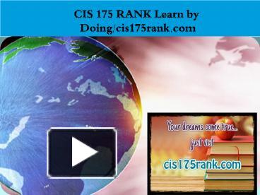 CIS 175 RANK Learn by Doing/cis175rank.com presentation | free to download
