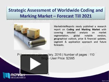 New study on Global Coding and Marking Market 2016 industry trends ...