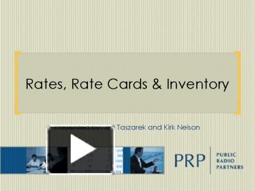 Rates, Rate Cards presentation | free to view
