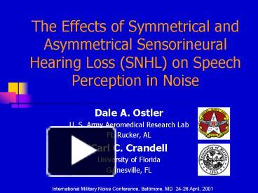 The Effects of Symmetrical and Asymmetrical Sensorineural Hearing Loss ...