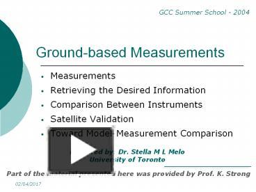 Ground-based Measurements presentation | free to download