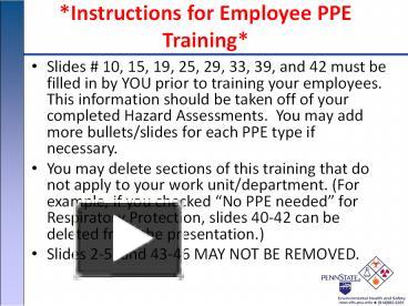 PPT – *Instructions for Employee PPE Training* PowerPoint presentation ...