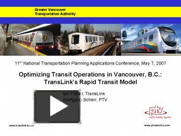 Optimizing Transit Operations in Vancouver, B.C.: TransLink ...