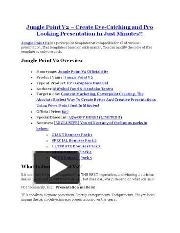 PPT – Jungle Point V2 review demo & BIG bonuses pack PowerPoint ...
