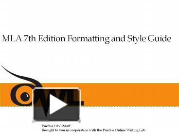 PPT – MLA 7th Edition Formatting and Style Guide PowerPoint ...