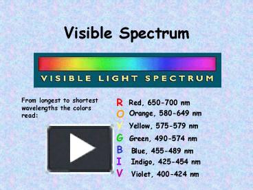 PPT – Visible Spectrum PowerPoint presentation | free to view - id ...